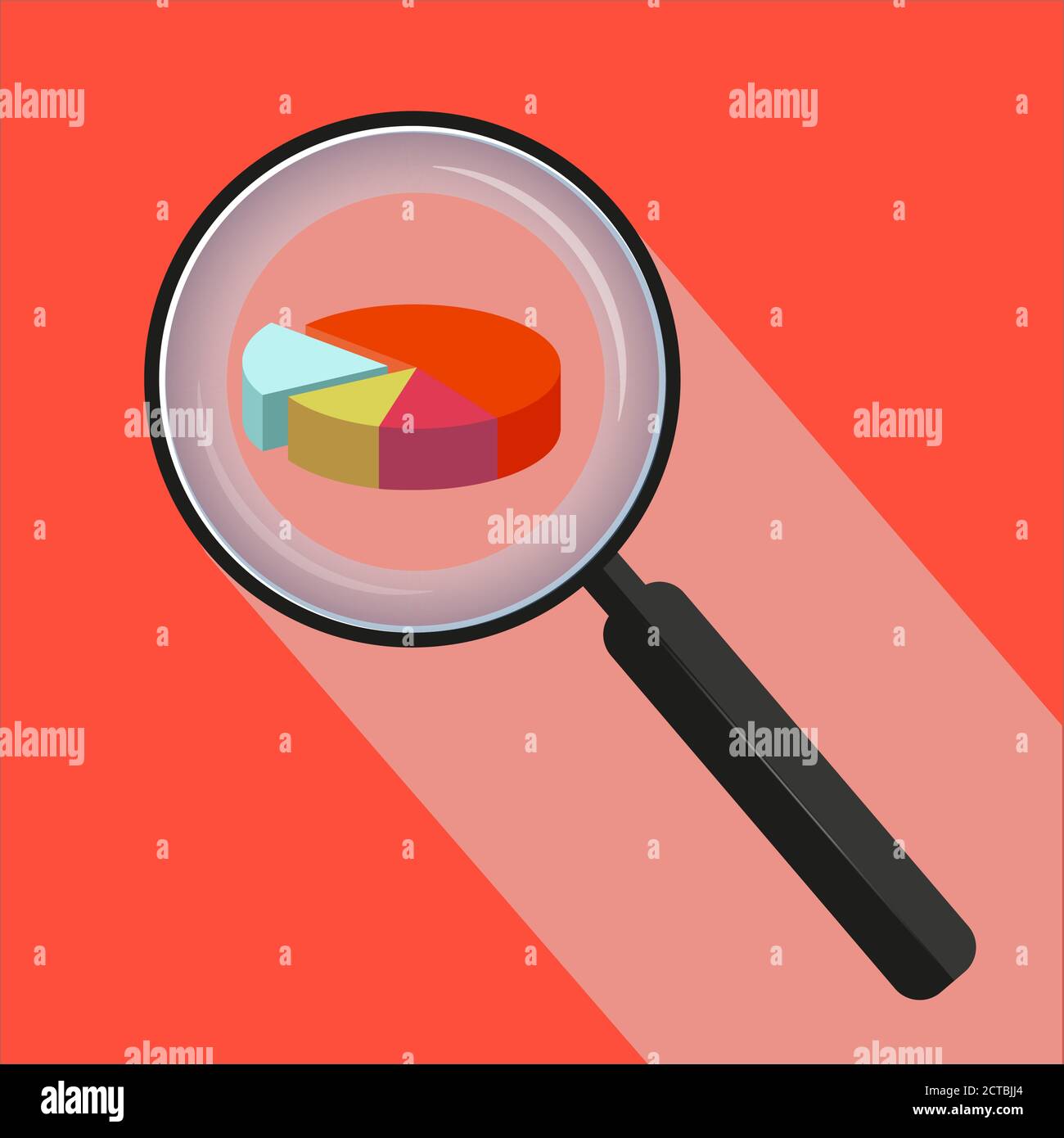 Magnifying Glass vector illustration with pie chart Stock Vector Image ...