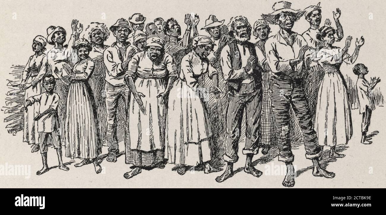 Plantation slave singers; All clapped hand in unison, until the air ...