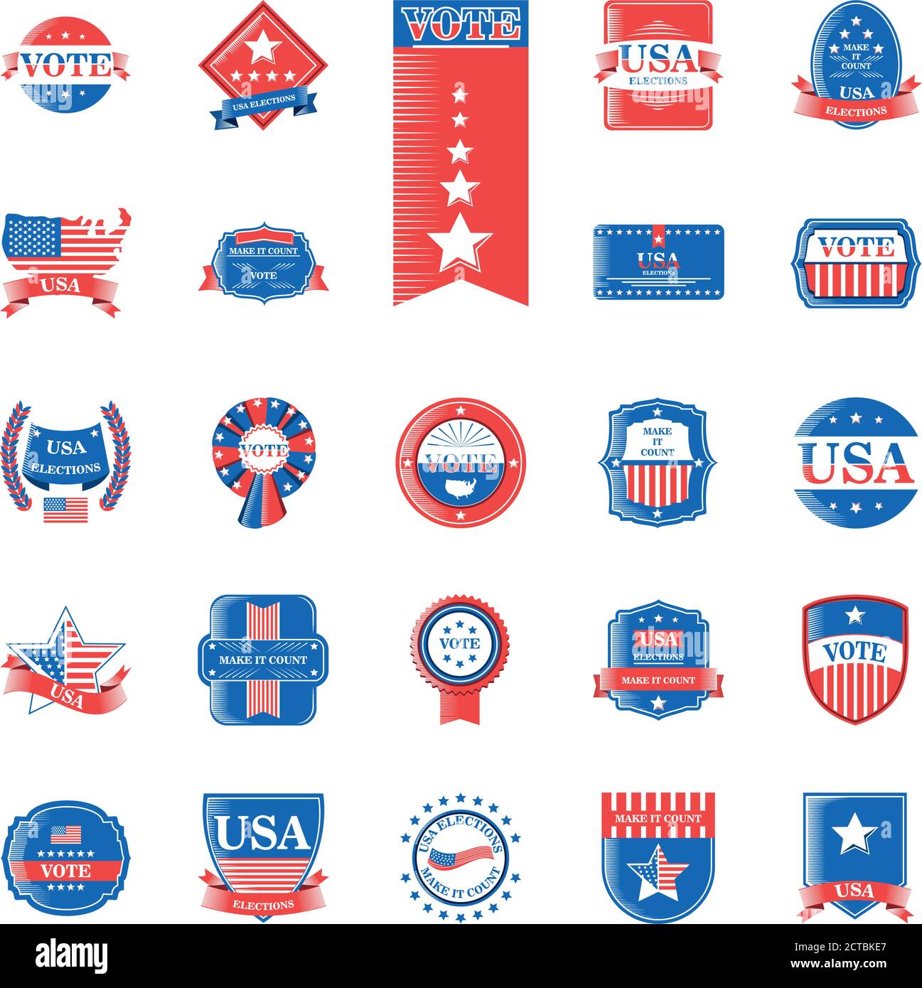 usa elections and vote detailed style icons group design, presidents ...