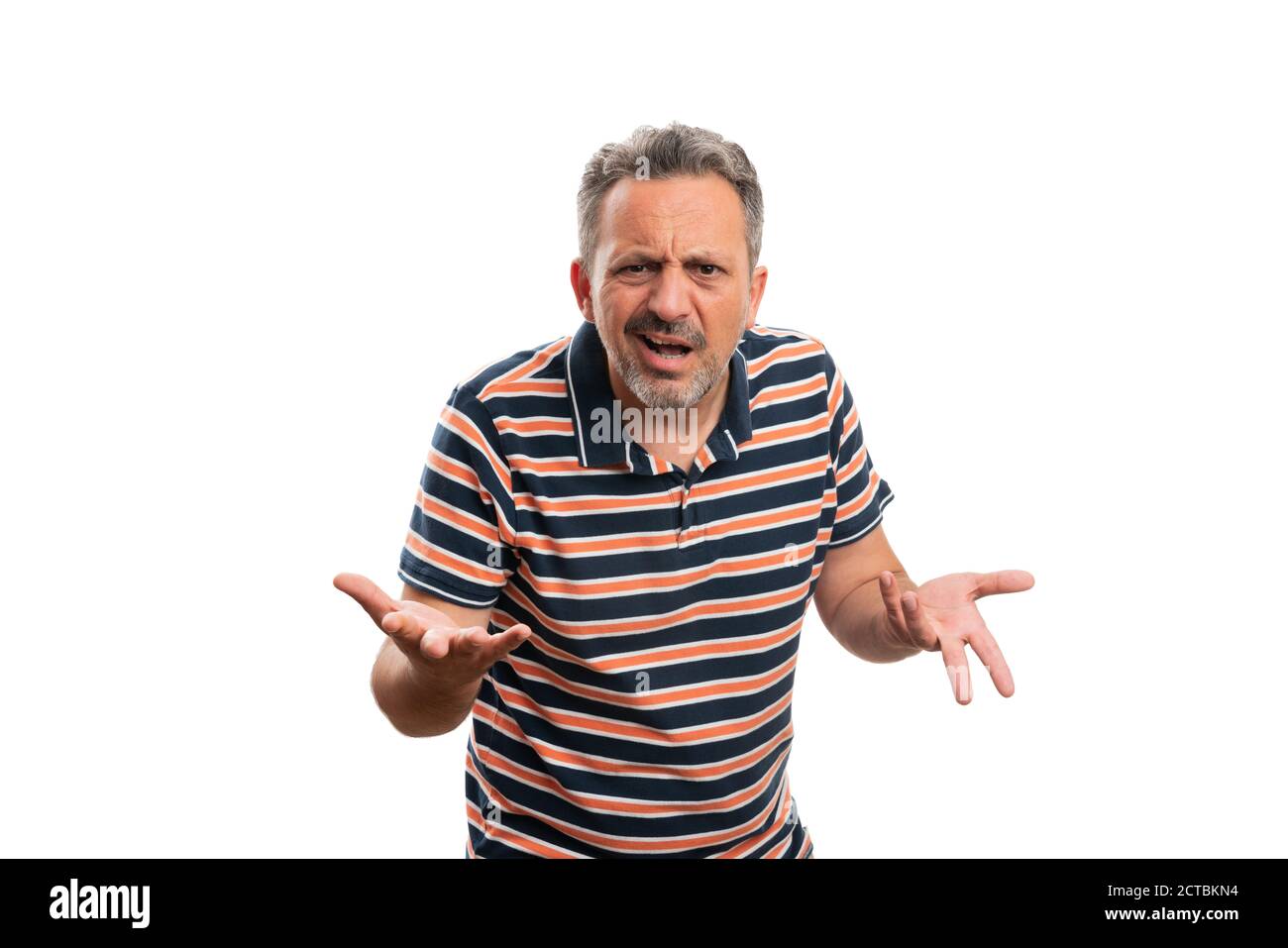 Male adult model making confused face expression and gesture using ...