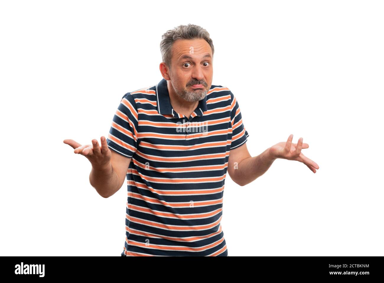 Confused curious expression male model asking question shrugging ...