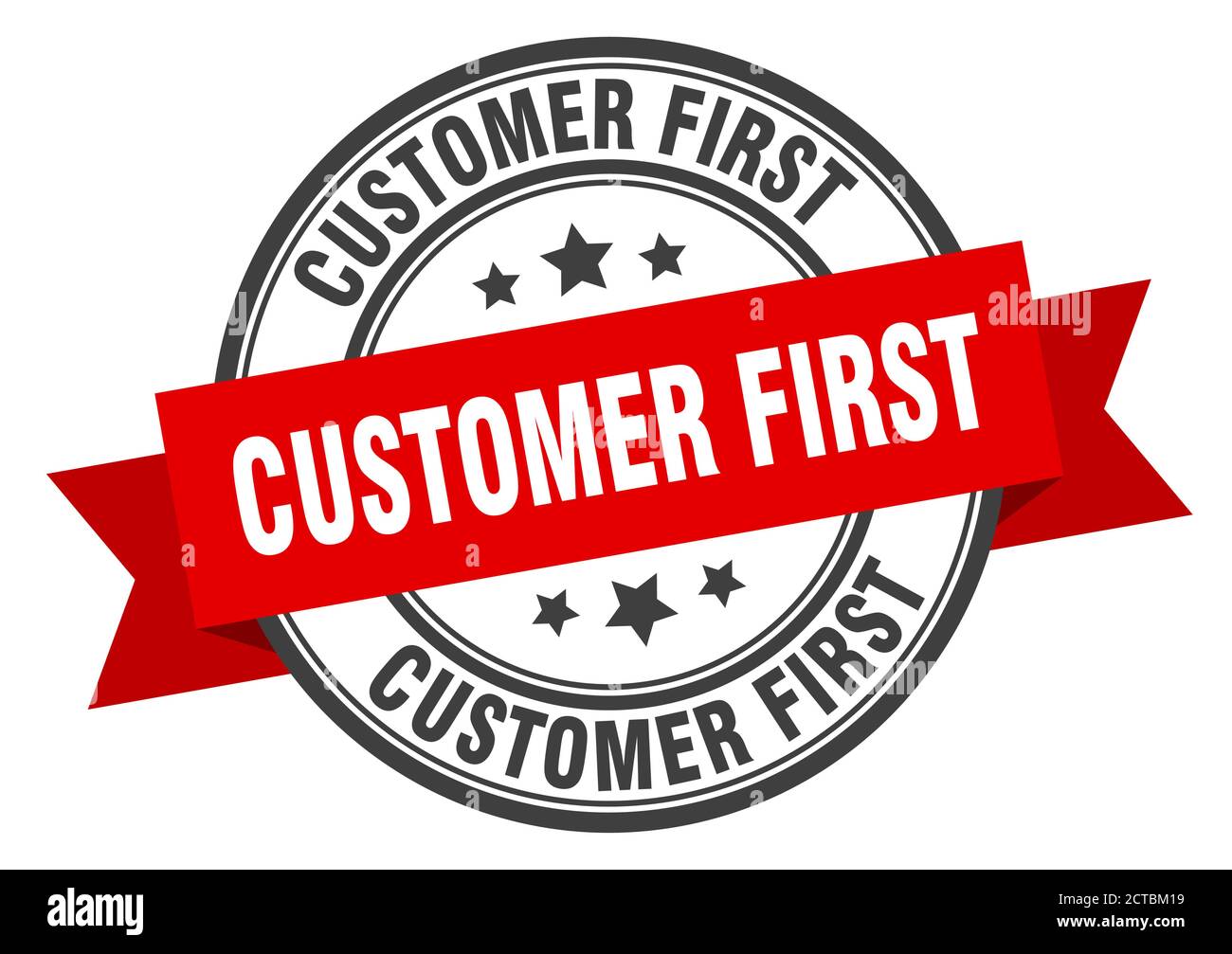 customer first label sign. round stamp. ribbon. band Stock Vector Image ...