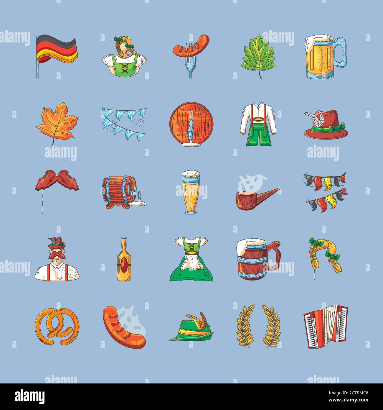 collection of icons of the oktoberfest celebration vector illustration ...