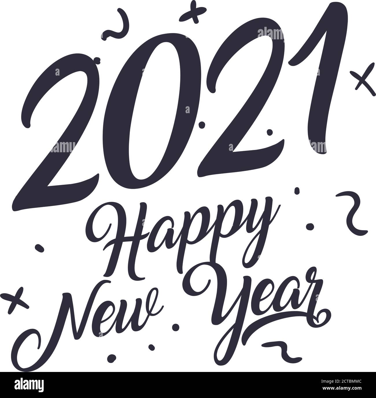 2021 Happy new year line style icon design, Welcome celebrate and ...