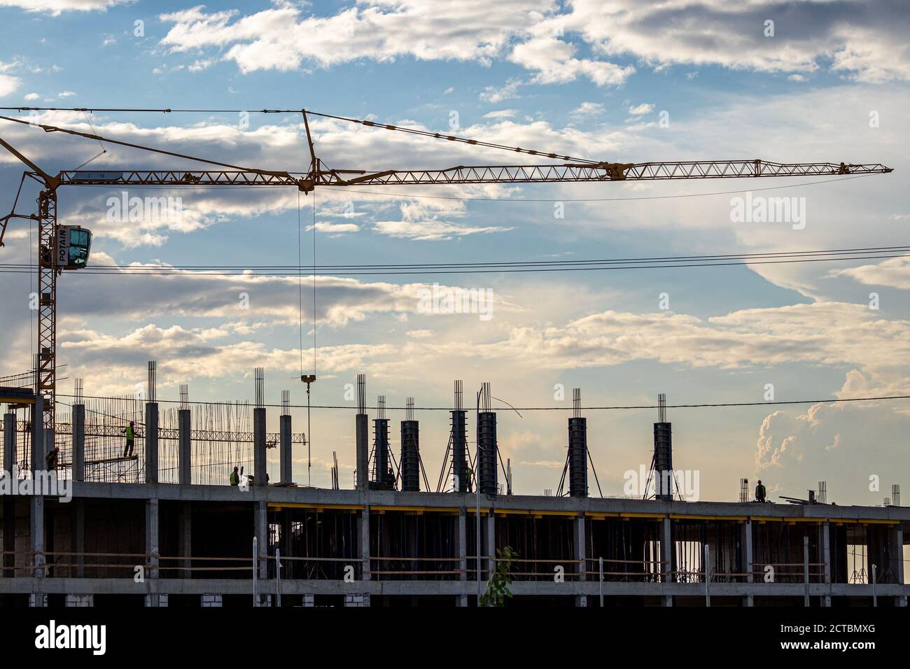 Russia, Kaluga - SEPTEMBER 16, 2020: A team of construction workers in ...