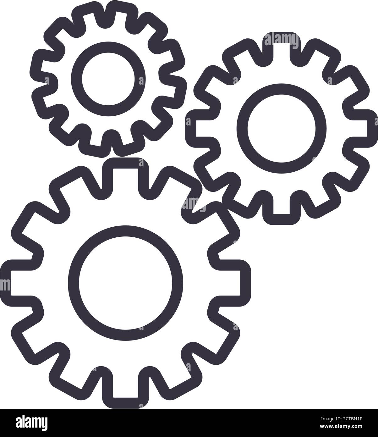 Gears line style icon design, construction work repair machine part ...