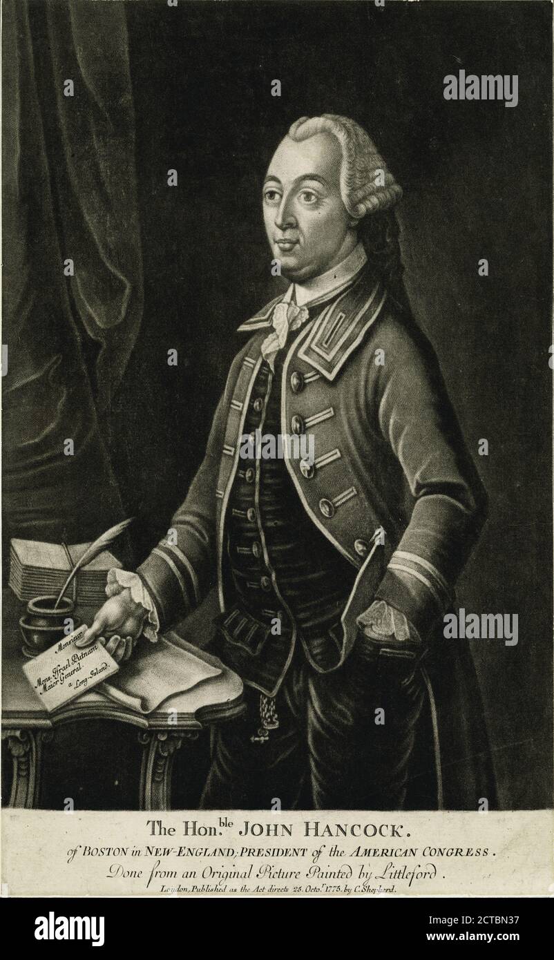 The Honble. John Hancock., still image, Prints, 1775 Stock Photo - Alamy