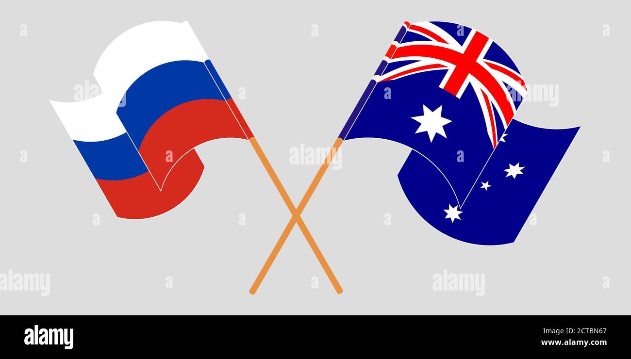 Crossed and waving flags of Australia and Russia. Vector illustration ...