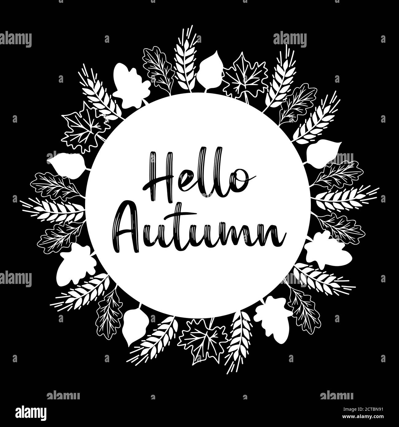 Hand drawn Hello Autumn quote for label, logo or badge, banner, flyer ...