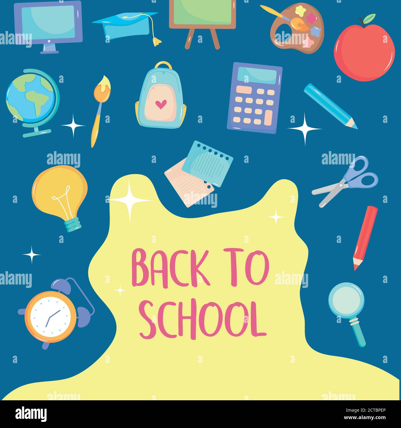 back to school design with cute school backpack and related icons ...