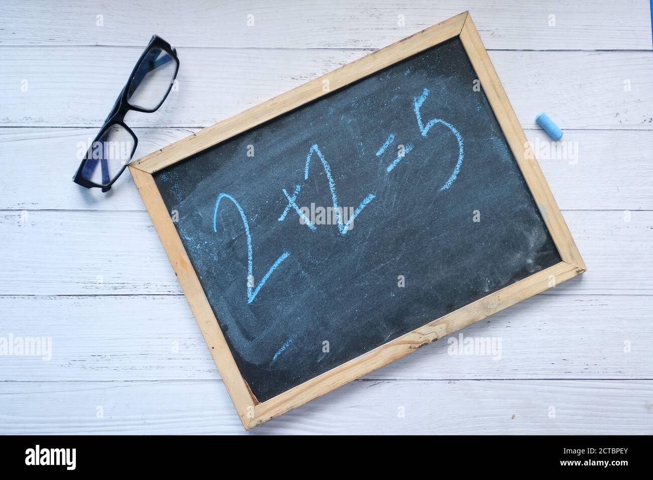 Mistake in math formula on chalkboard, education concept Stock Photo ...