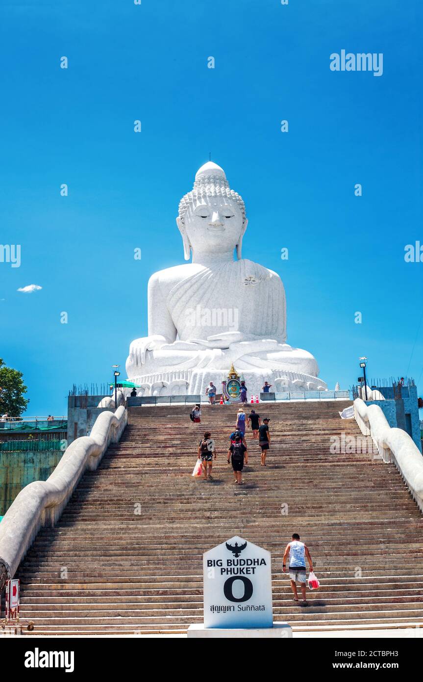 Phuket, Thailand - 28 February 2018: White marble statue of Phuket Big ...