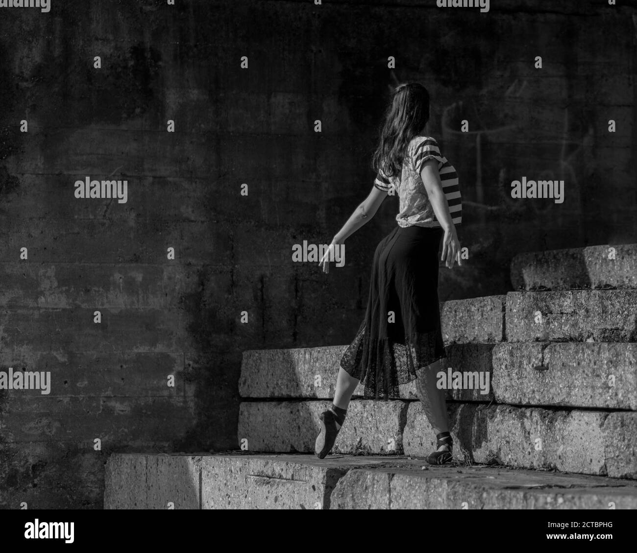 Model on steps Black and White Stock Photos & Images - Alamy