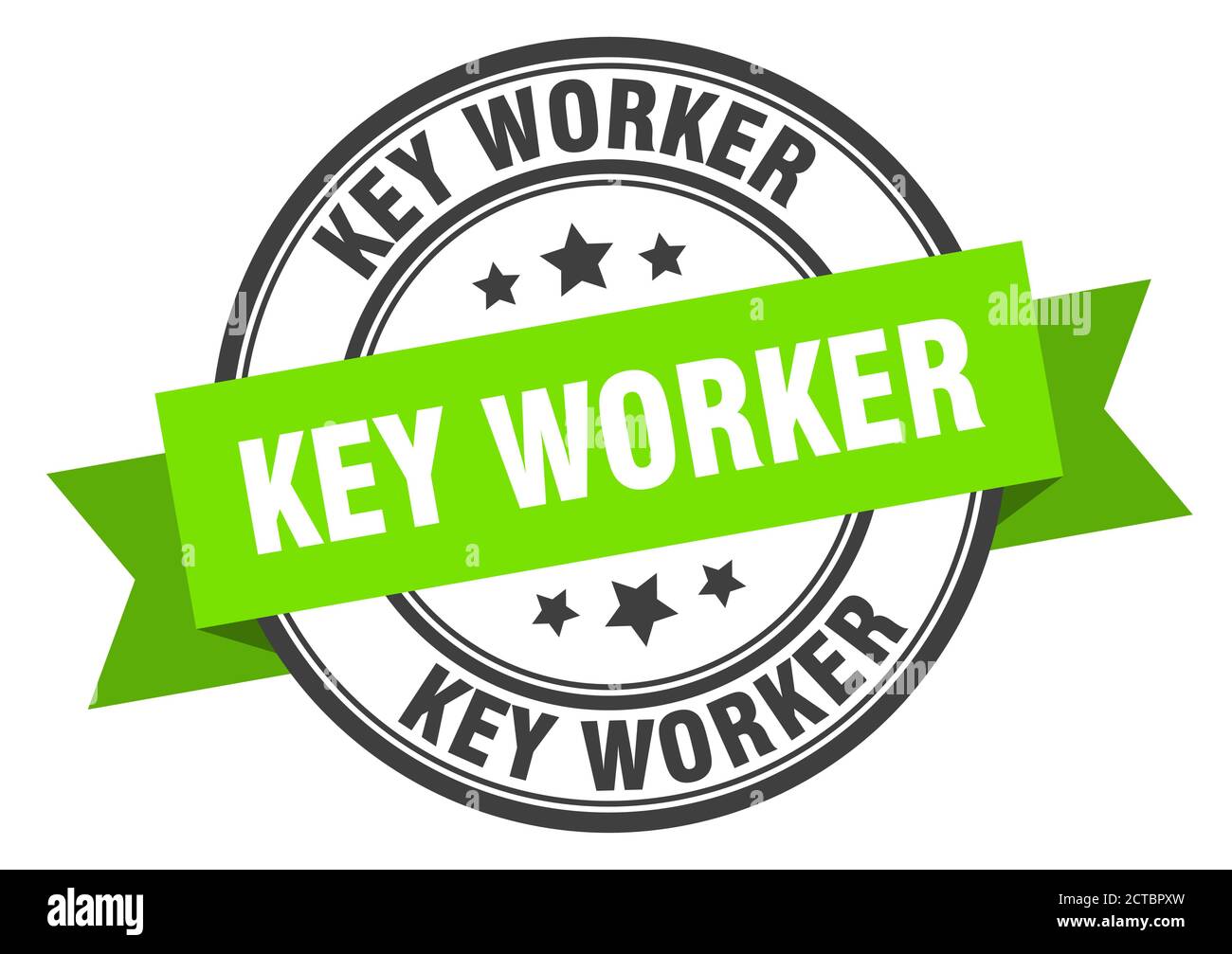 key worker label sign. round stamp. ribbon. band Stock Vector Image ...