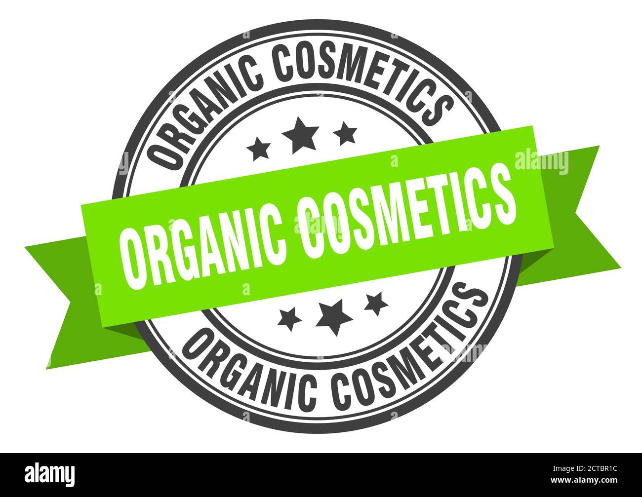 organic cosmetics label sign. round stamp. ribbon. band Stock Vector ...