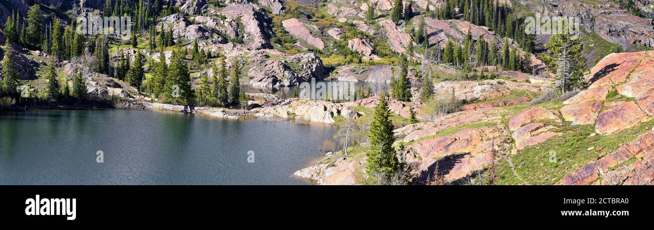 Lake Blanche panorama views from hiking trail. Wasatch Front Rocky ...