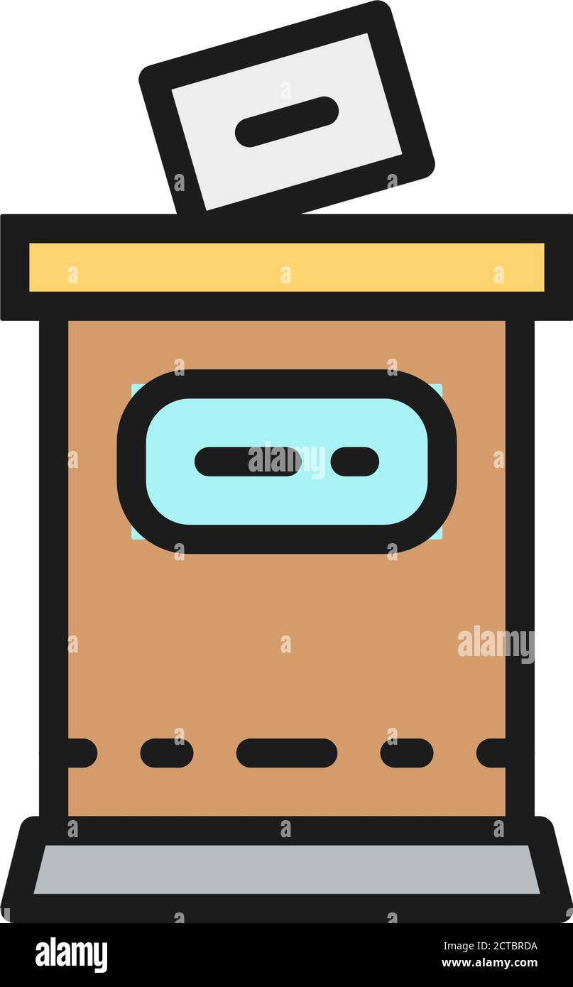 Election, put voting paper in ballot box flat color line icon Stock ...