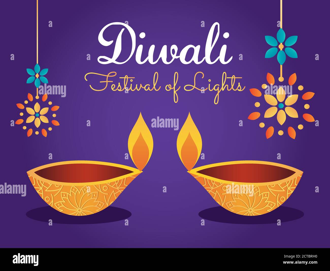 diwali festival design with diyas lamps and colorful rangolis over ...
