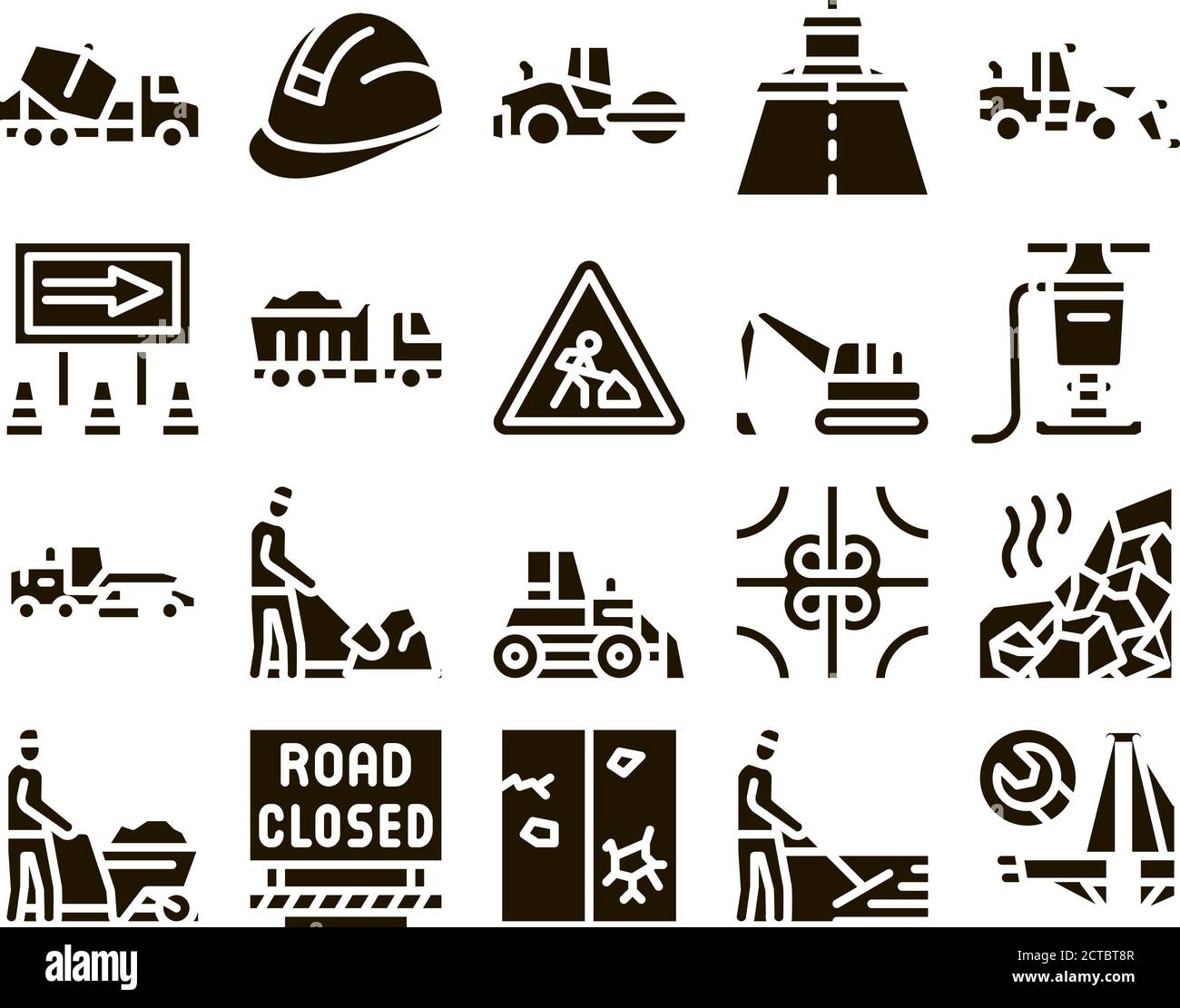 Machine road construction glyph hi-res stock photography and images - Alamy