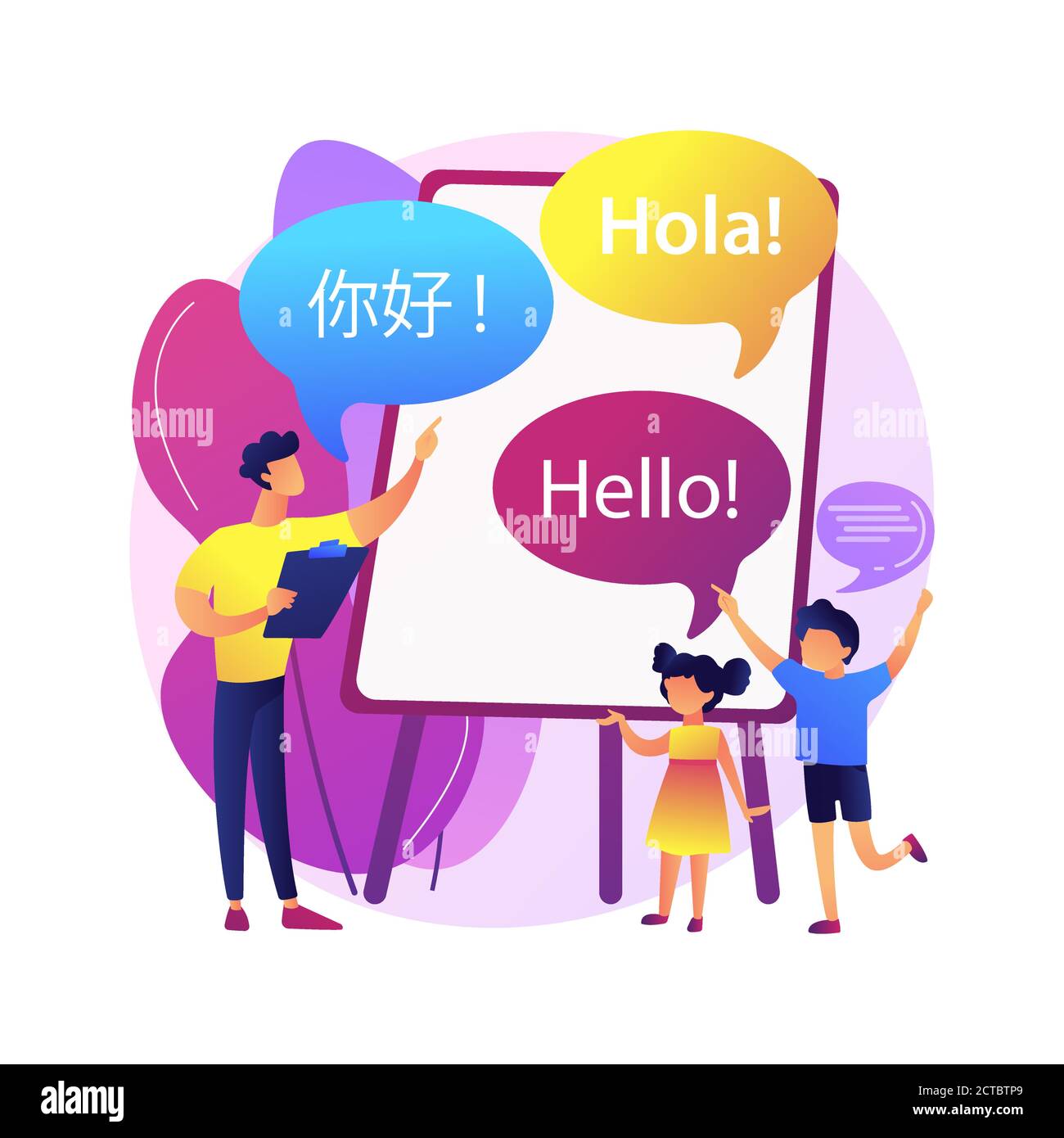 Language learning camp abstract concept vector illustration Stock ...
