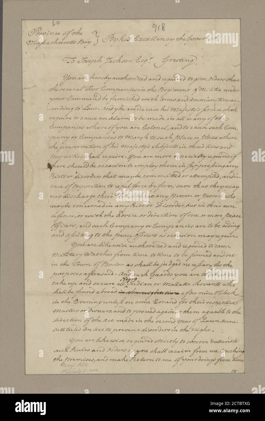 Bernard, Francis. Boston?. To Joseph Jackson, text, Documents, 1765 ...