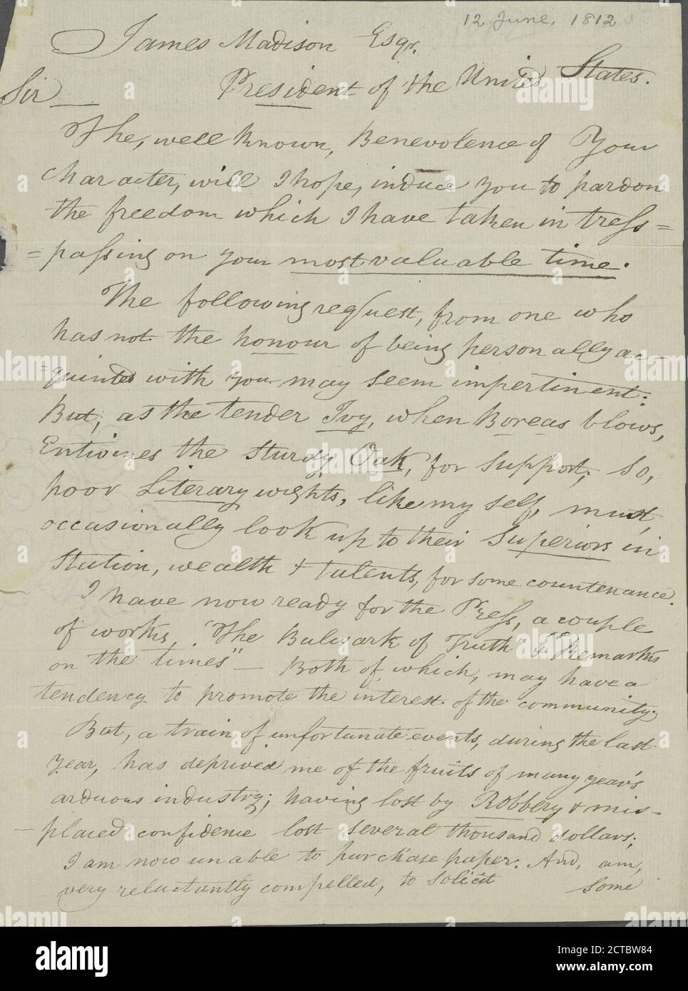 Letter from Donald Fraser, text, Correspondence, 1812, Fraser, Donald ...