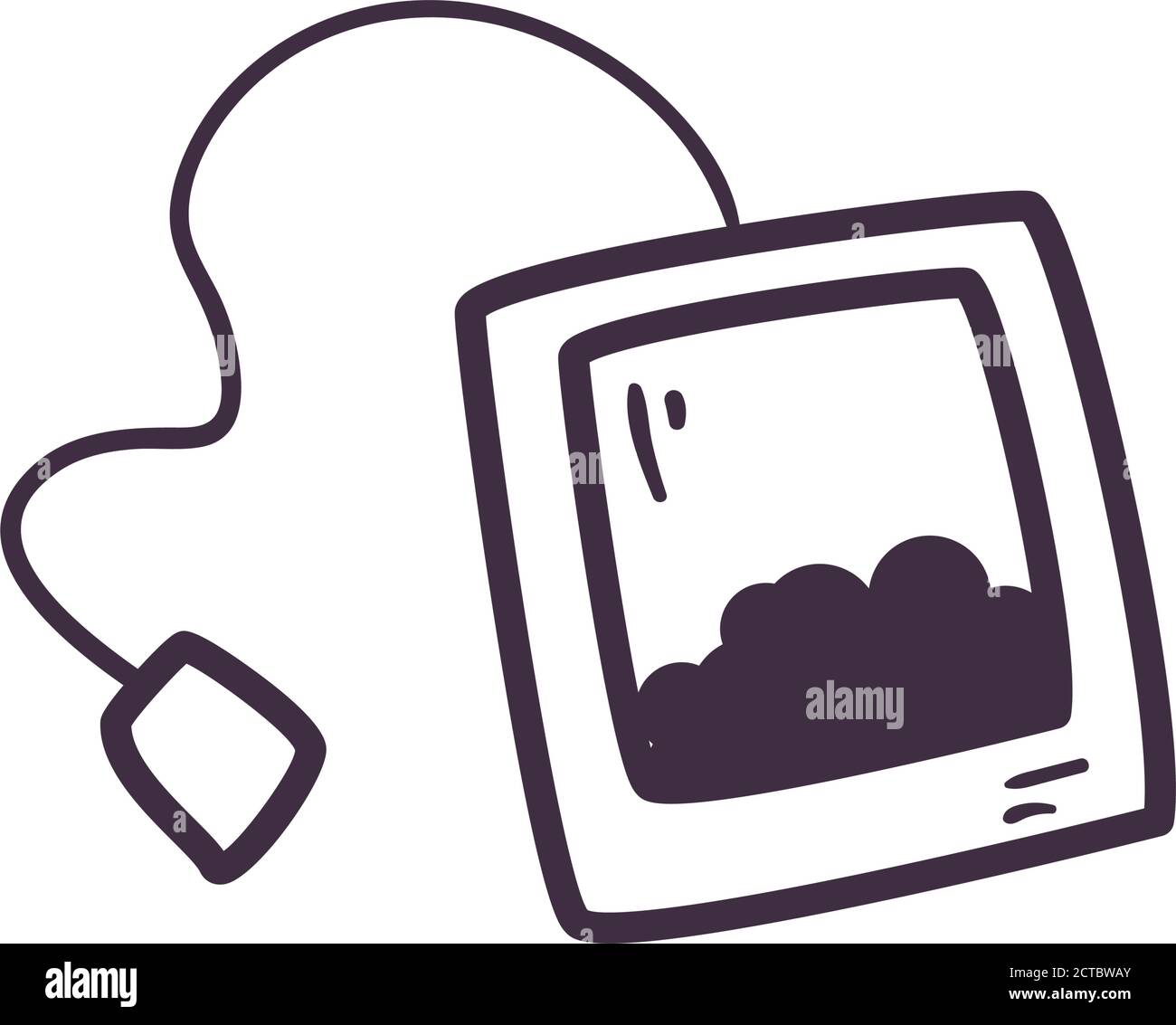 Tea bag line style icon design, Time drink breakfast and beverage theme ...