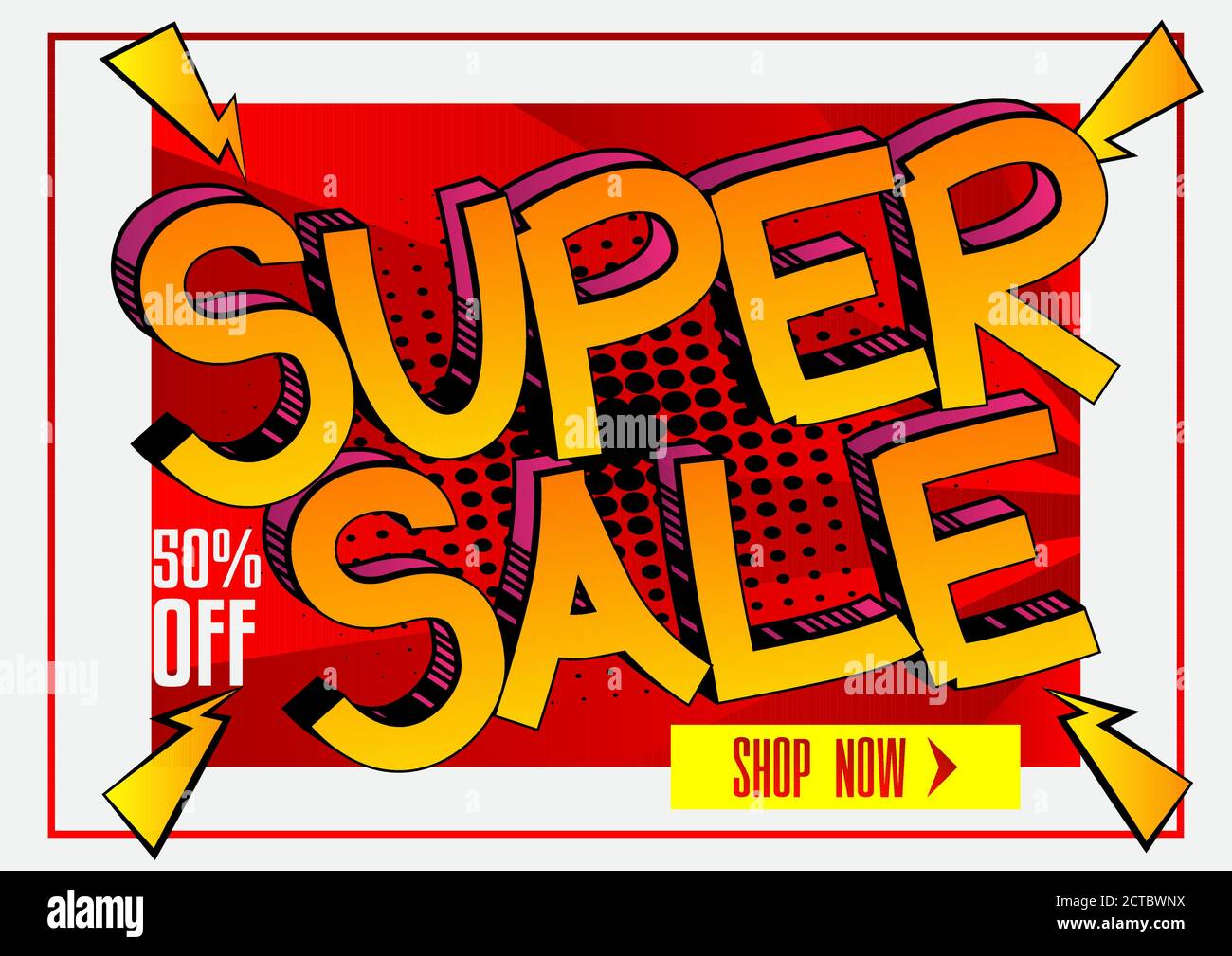 Comic book fashion sale social media post design. Cartoon colored ...