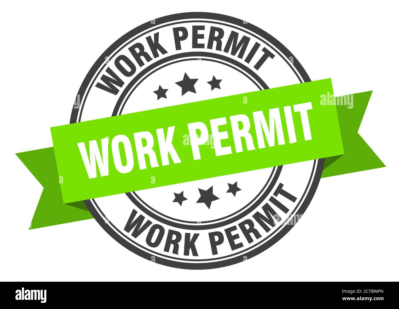 work permit label sign. round stamp. ribbon. band Stock Vector Image ...