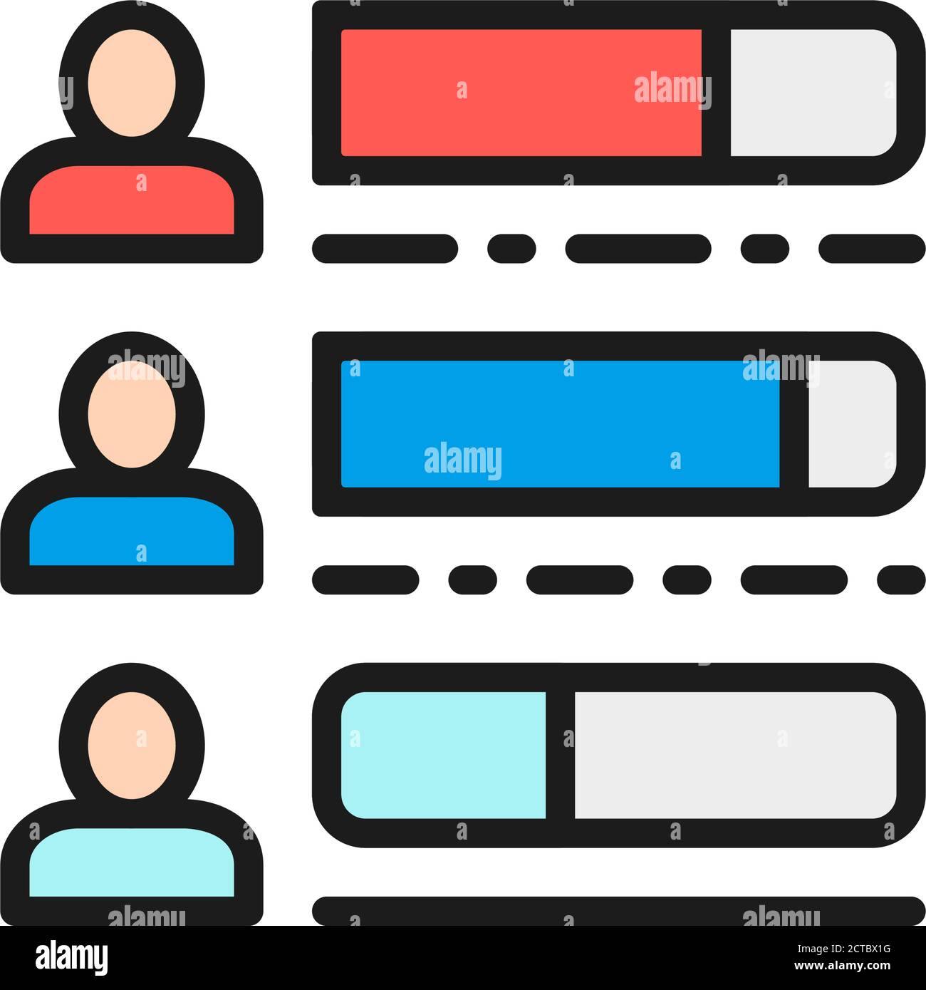 Voting, check mark with candidate, election checklist flat color line ...