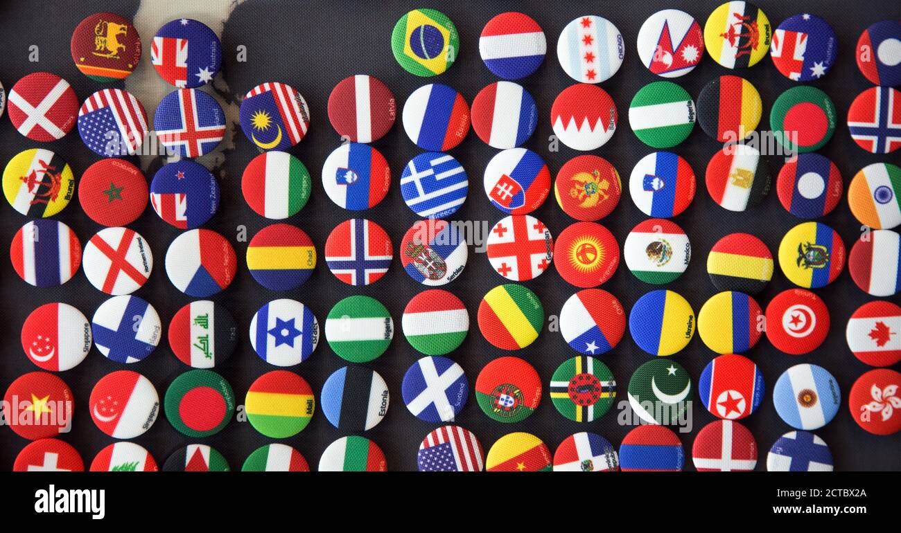 nation flags peg for decoration travel tour of world to pin Stock Photo ...