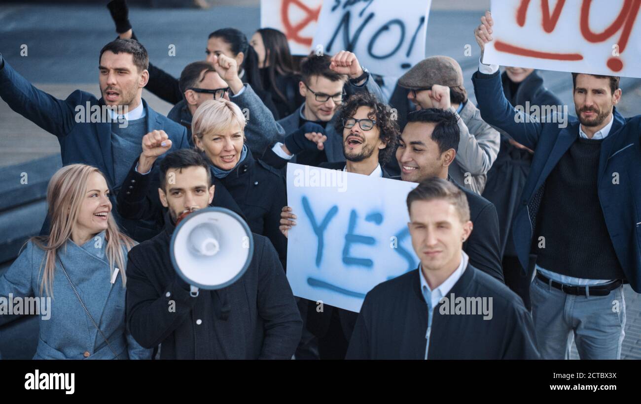 Multicultural Diverse Office Managers and Business People Picketing ...