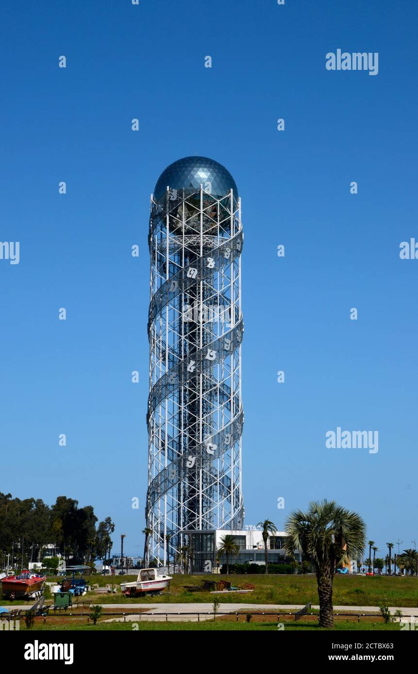 Alphabet tower DNA helix like structure Batumi Georgia Stock Photo - Alamy