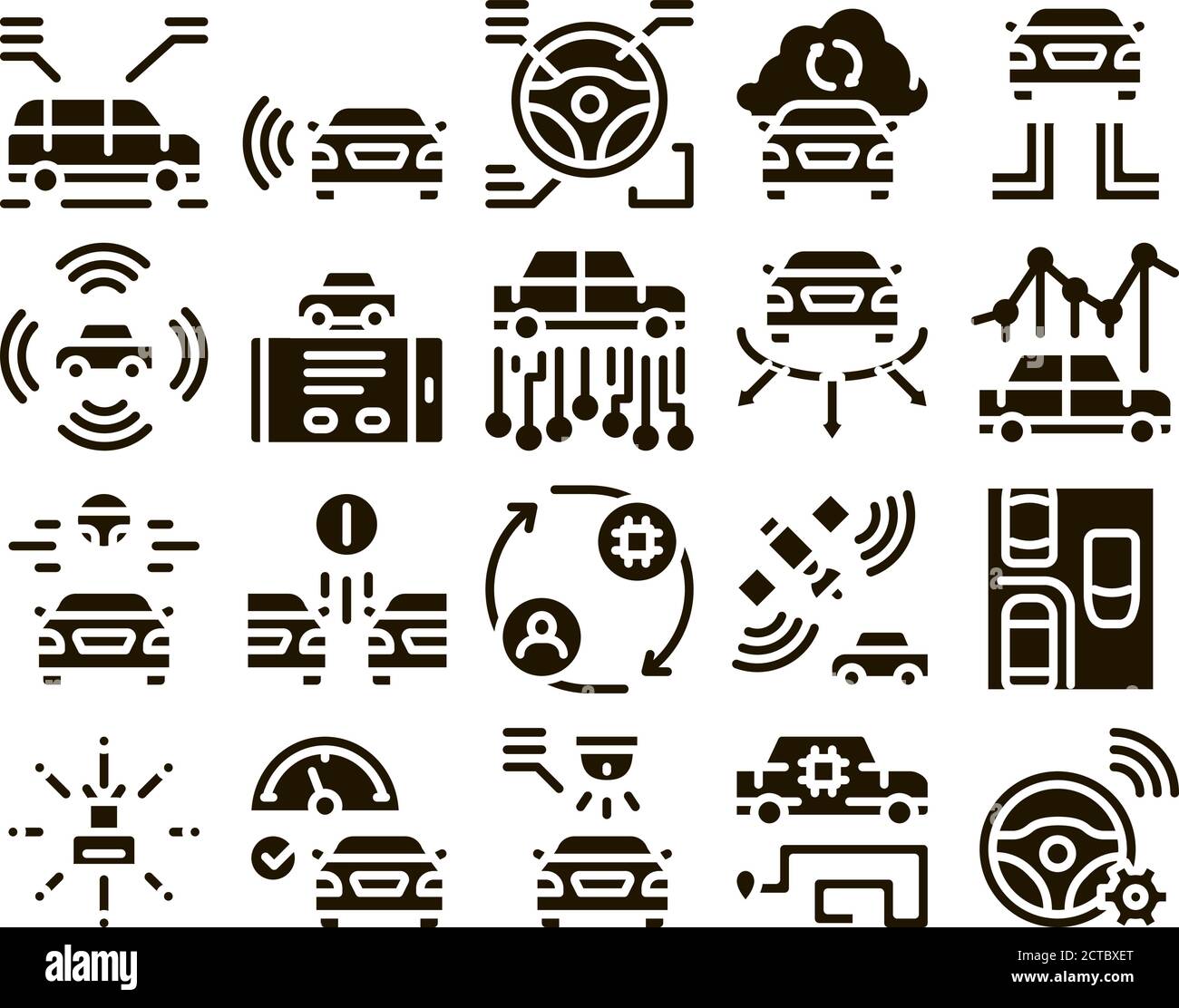 Smart Car Technology Glyph Set Vector Stock Vector Image & Art - Alamy