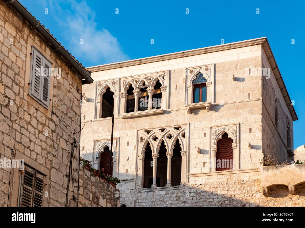 Elements of medieval Venetian architecture on the island of Hvar in ...