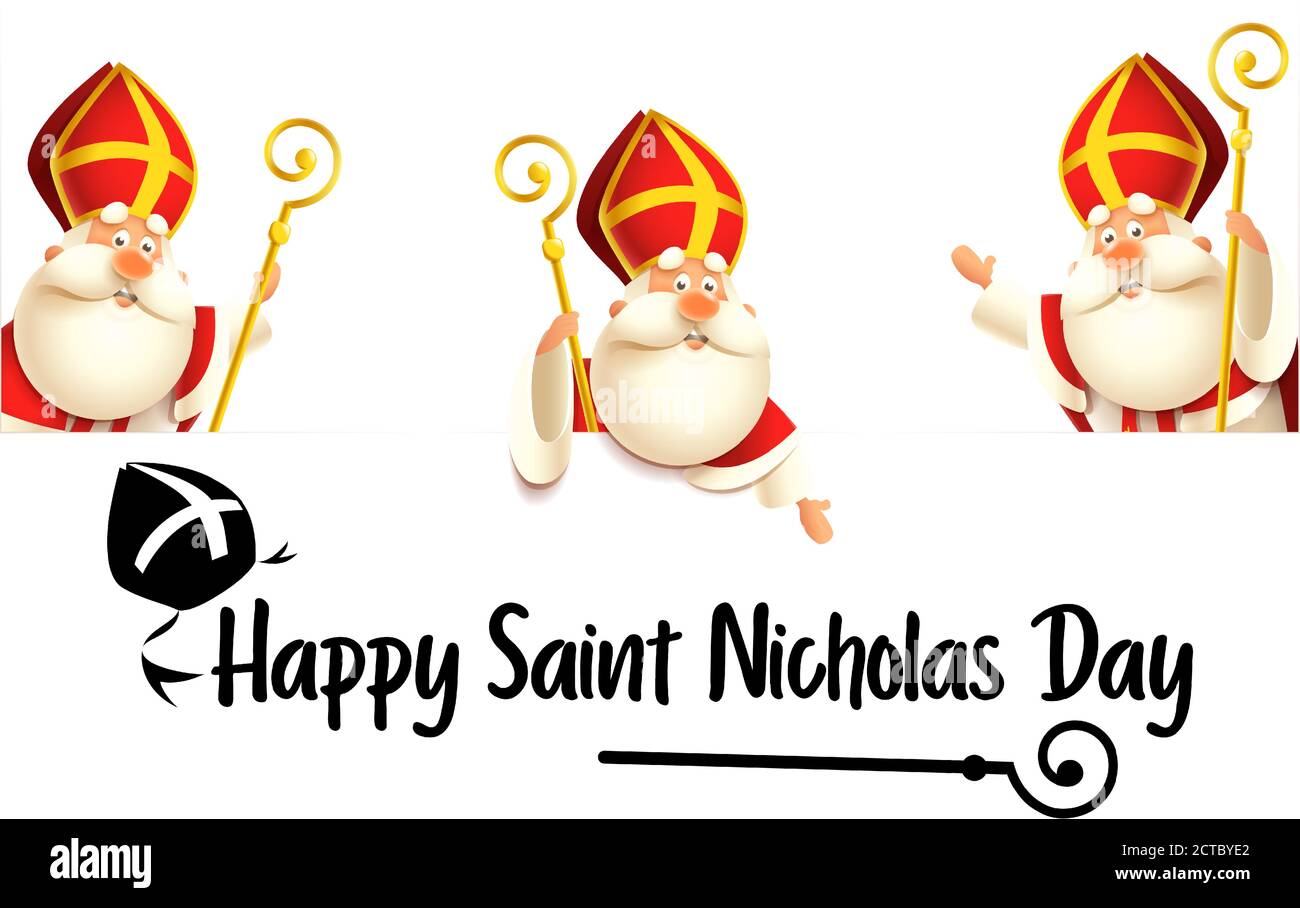 Happy Saint Nicholas or Sinterklaas day set - isolated on transparent ...