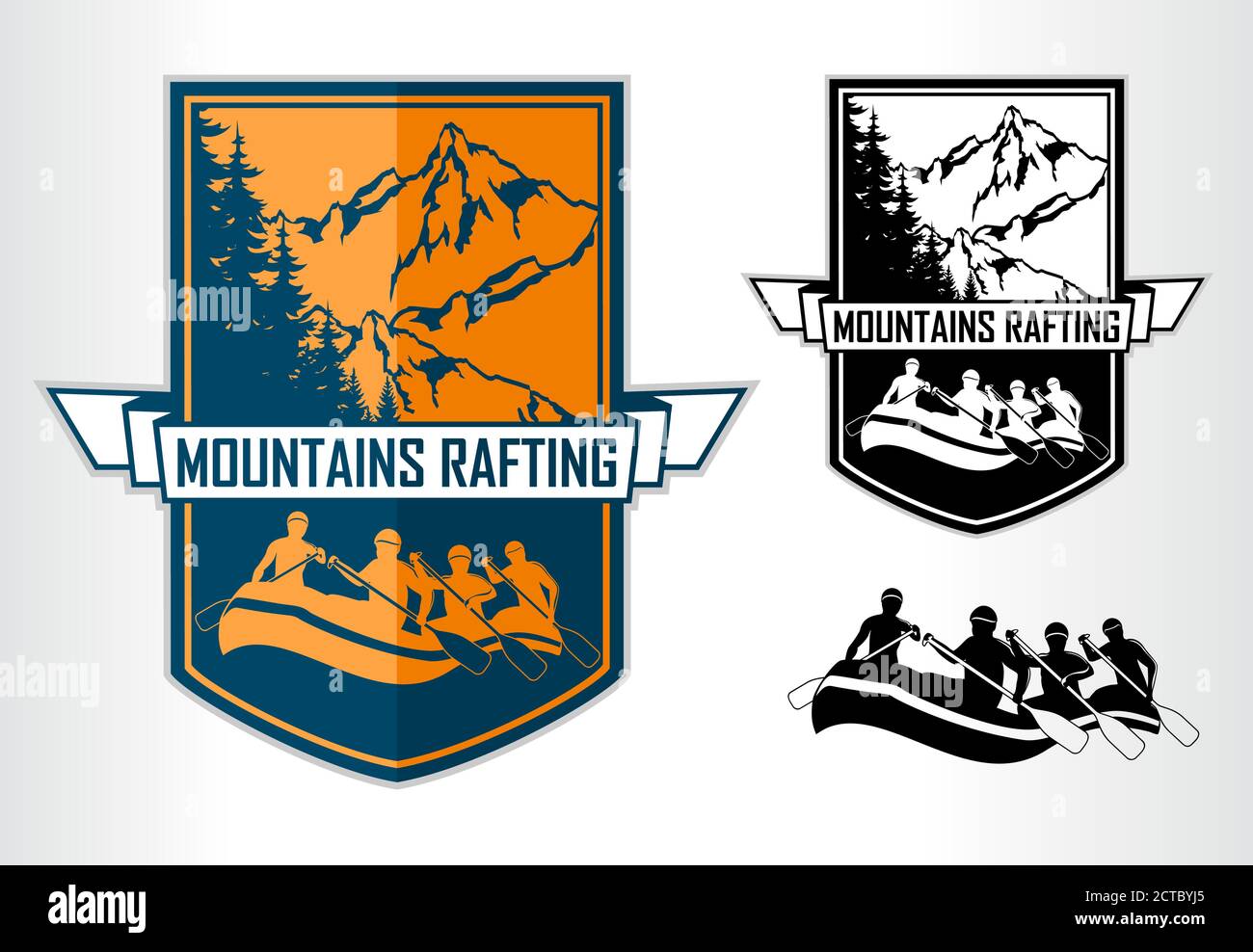 vector rafting emblems labels illustration Stock Vector Image & Art - Alamy