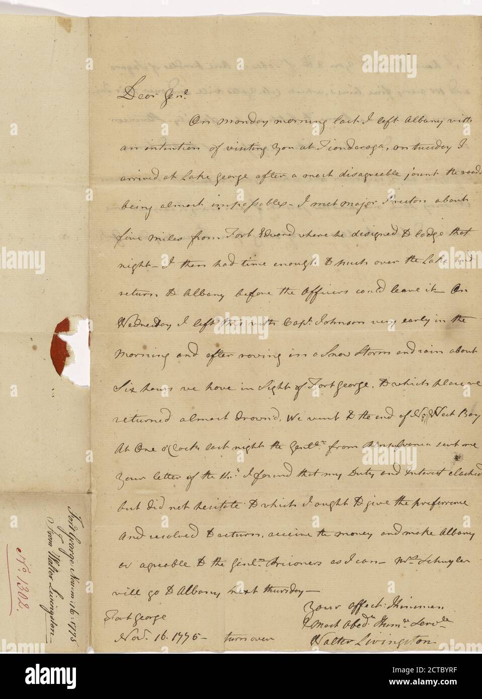 1775 November 16, text, Correspondence, 1775 Stock Photo - Alamy