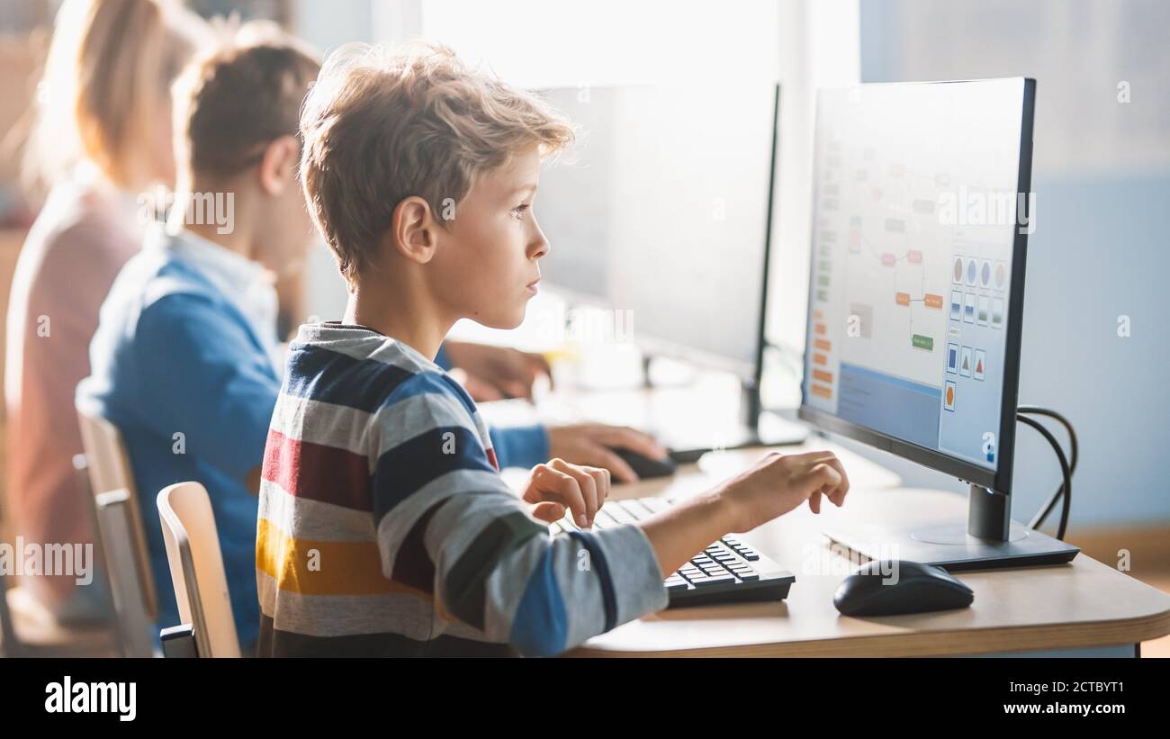 Elementary School Science Classroom: Smart Little Schoolchildren ...