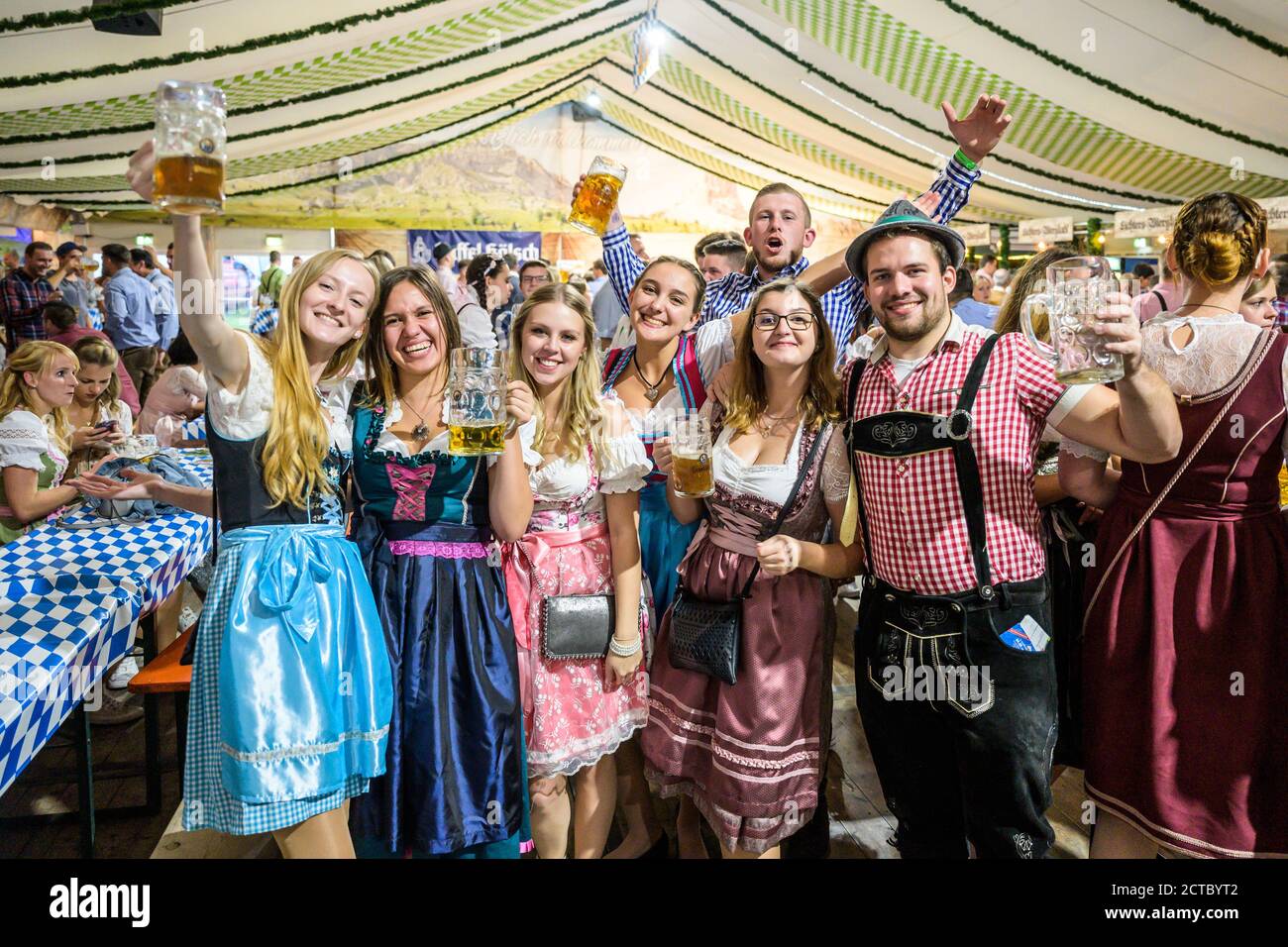 Koblenz Germany 27.09.2019 people party at Oktoberfest in europe during ...