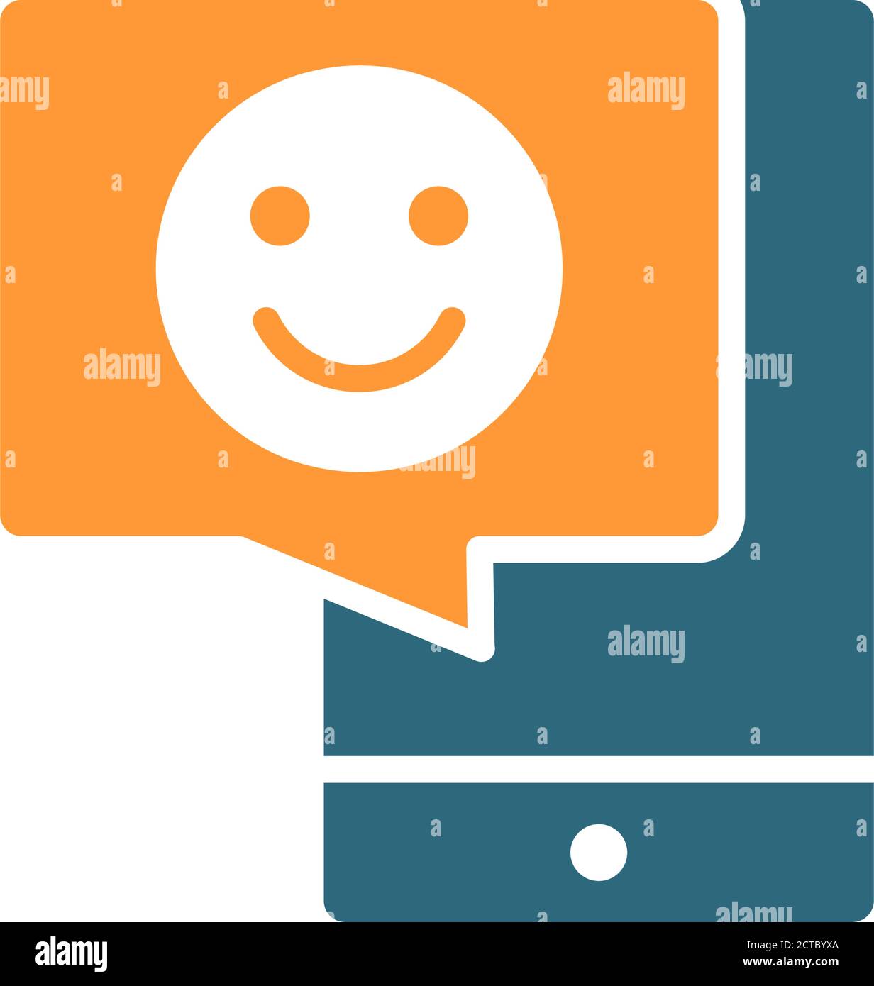 Smartphone with happy face colored icon. Client satisfaction, happy ...