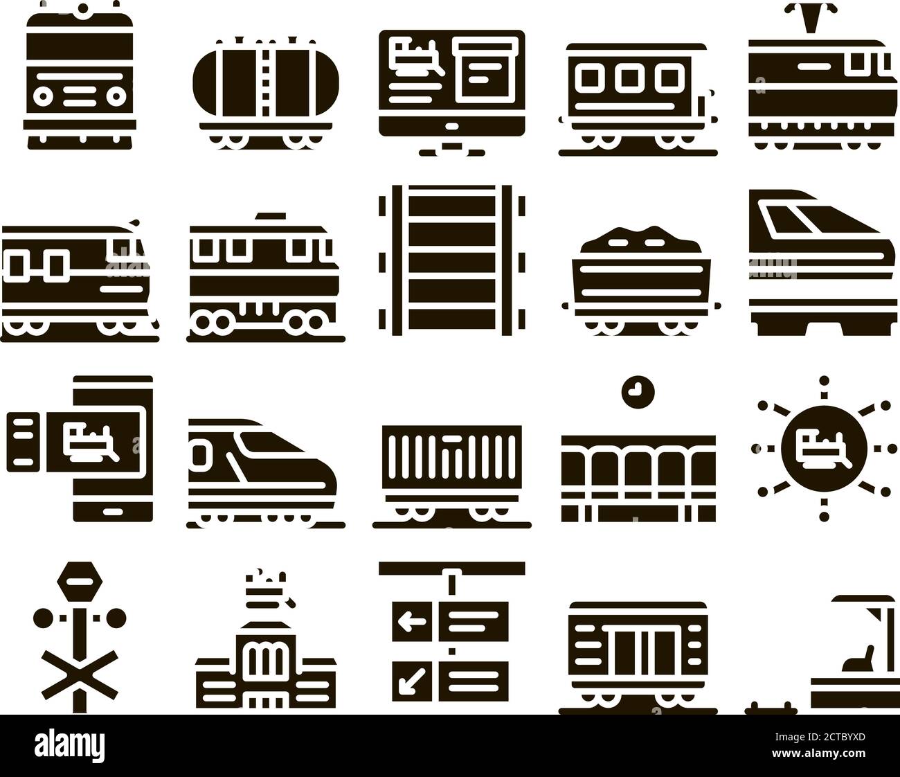 Train Rail Transport Glyph Set Vector Stock Vector Image & Art - Alamy