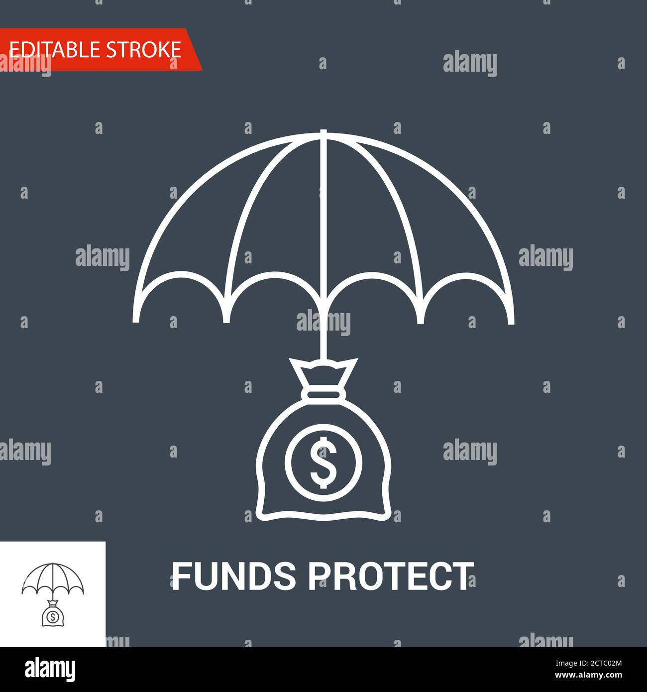 Funds Protect Icon. Thin Line Vector Illustration Stock Vector Image ...