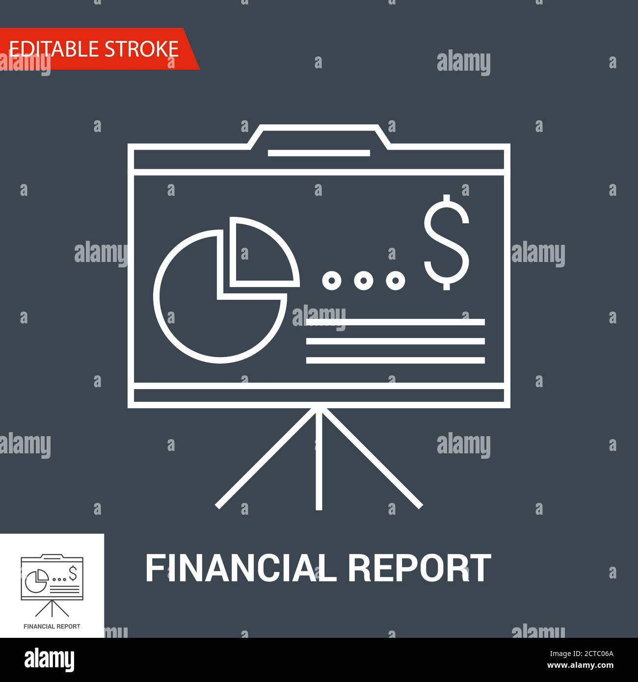 Financial Report Icon. Thin Line Vector Illustration Stock Vector Image ...