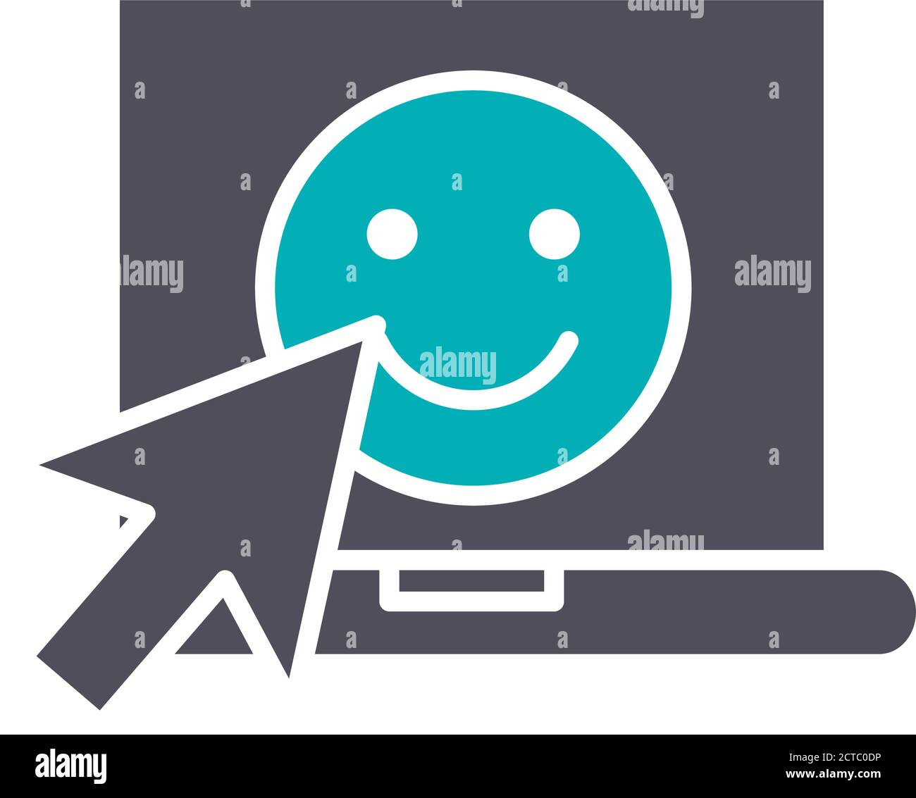 Laptop with happy face colored icon. Customer satisfaction, positive ...