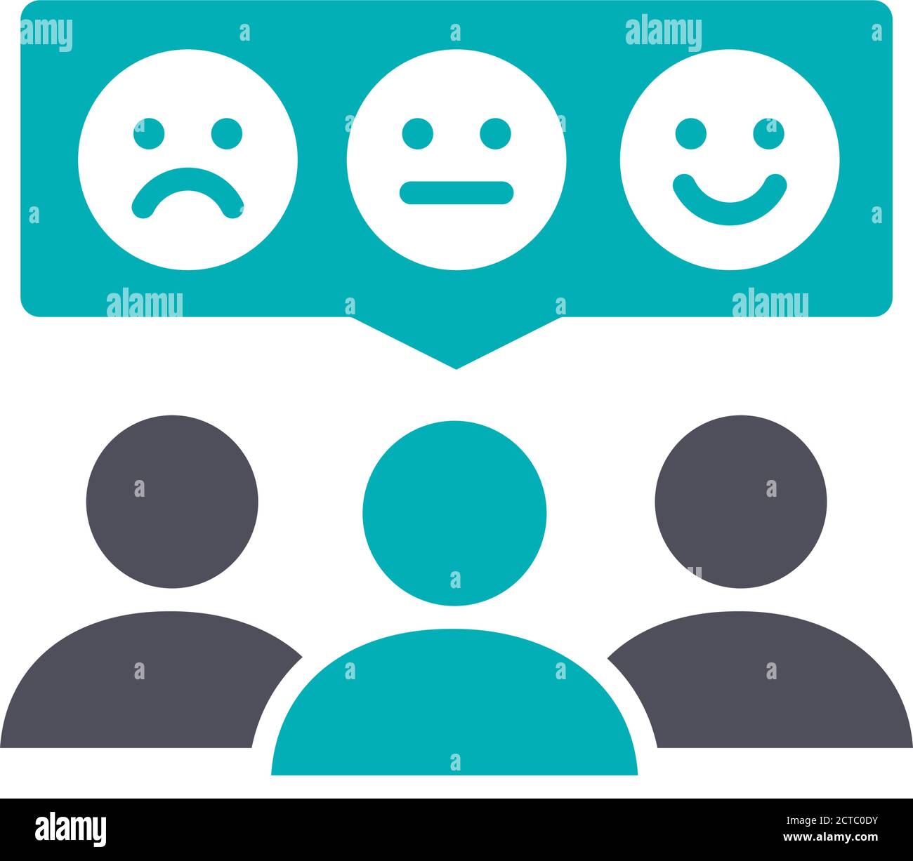 People with emotions in chat bubble colored icon. Client satisfaction ...