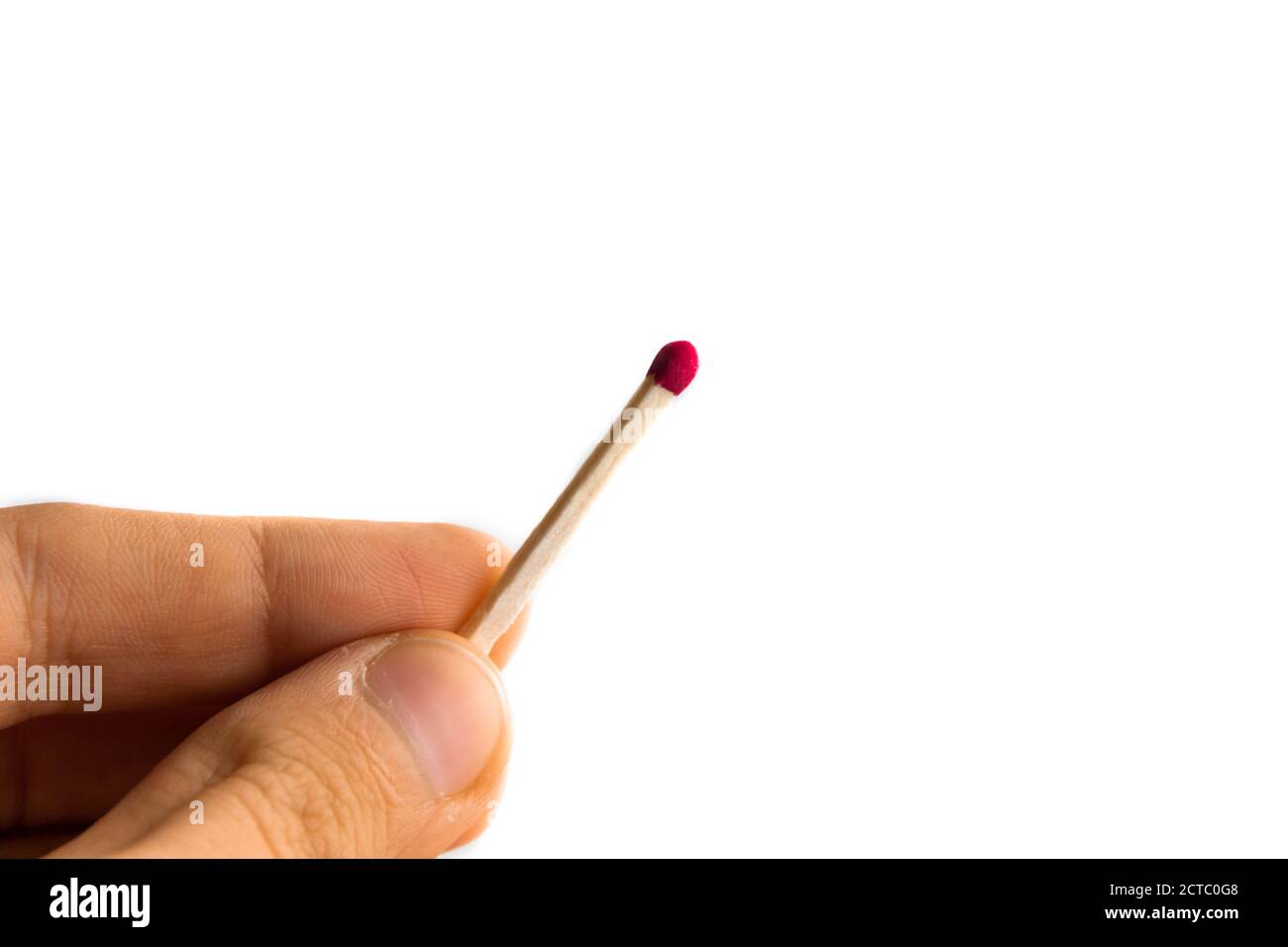 Match in hand isolated on white Stock Photo - Alamy