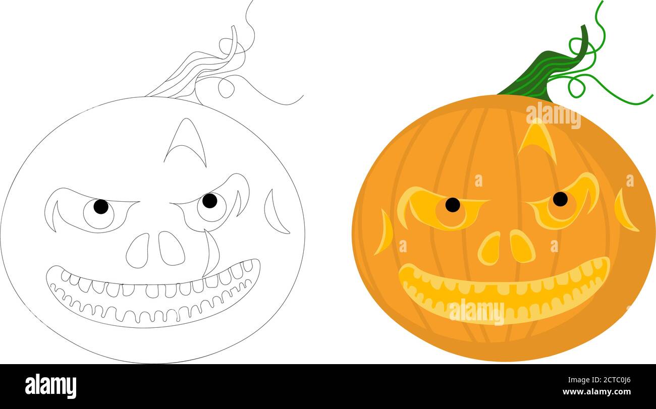 Halloween coloring book. Funny pumpkin on a white background. Children ...