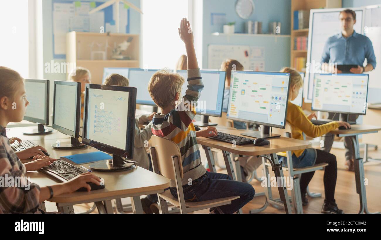 Elementary School Science Classroom: Teacher Educates Smart Little ...