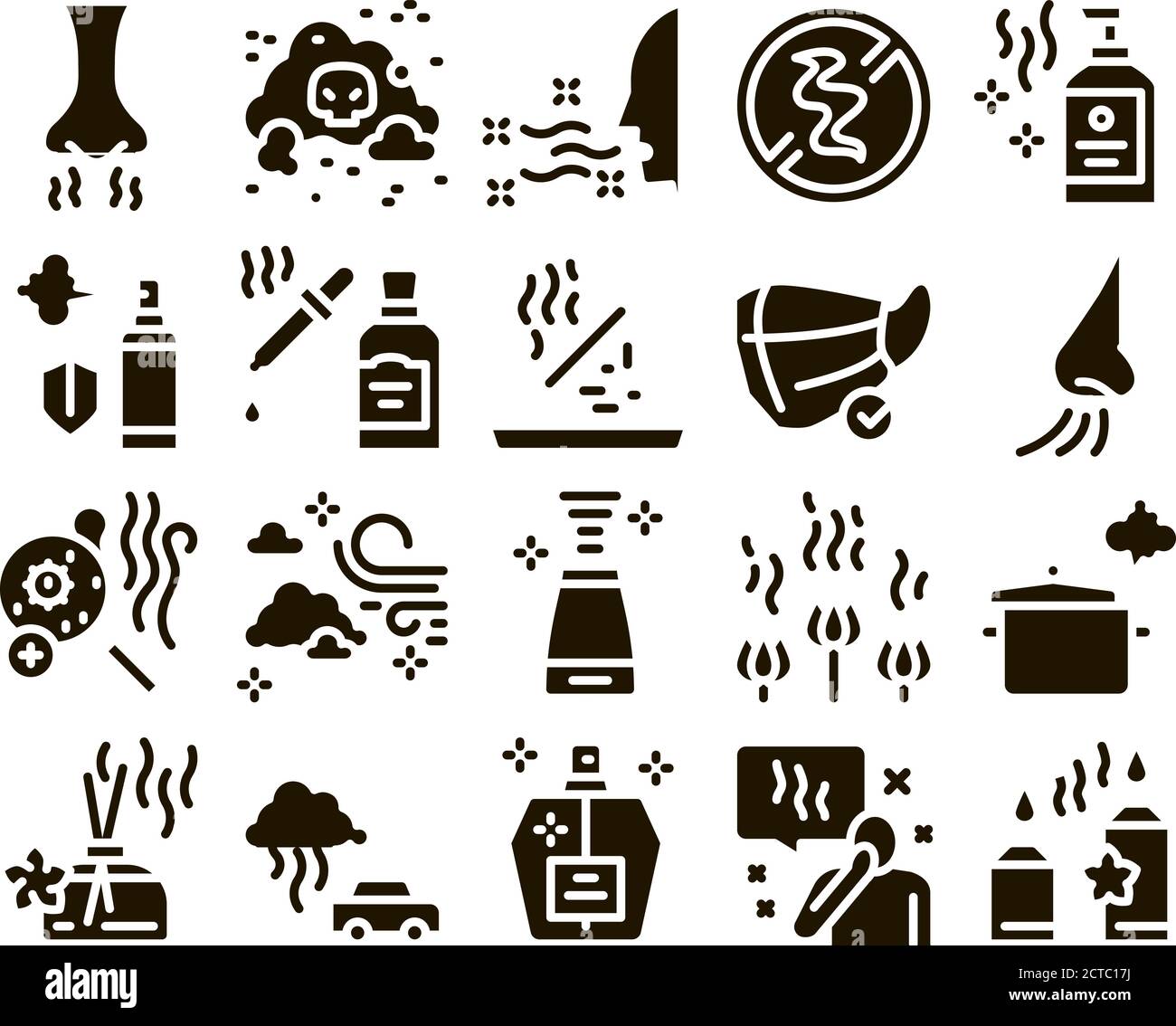 Odor Aroma And Smell Glyph Set Vector Stock Vector Image & Art - Alamy